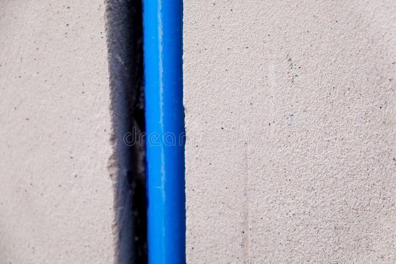 Water Pipe in Aerated Brick Wall Stock Photo - Image of plumbing ...
