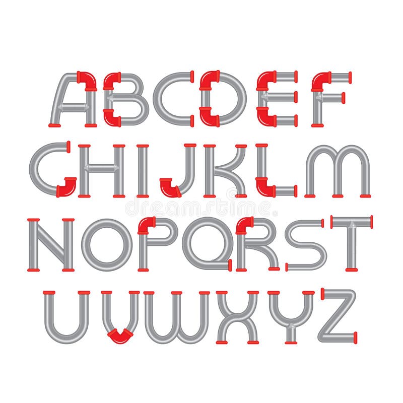 Water Pipe Alphabet Font Character Stock Vector - Illustration of icon ...