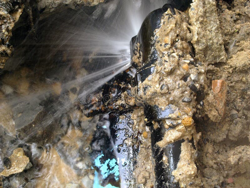 Water pipe break stock photo. Image of water, rust, plumbing - 69890626