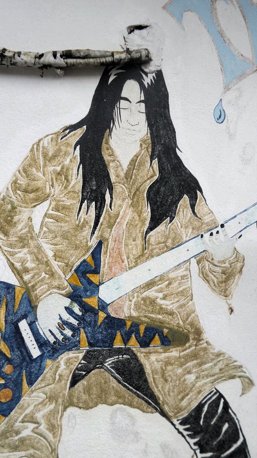 Water Pipe and Guitarist Graffiti on the Wall Editorial Photo - Image ...