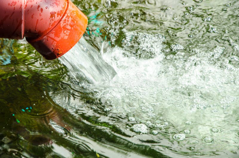 Water Pipe Lay Down Water in Pond Stock Image - Image of contamination ...