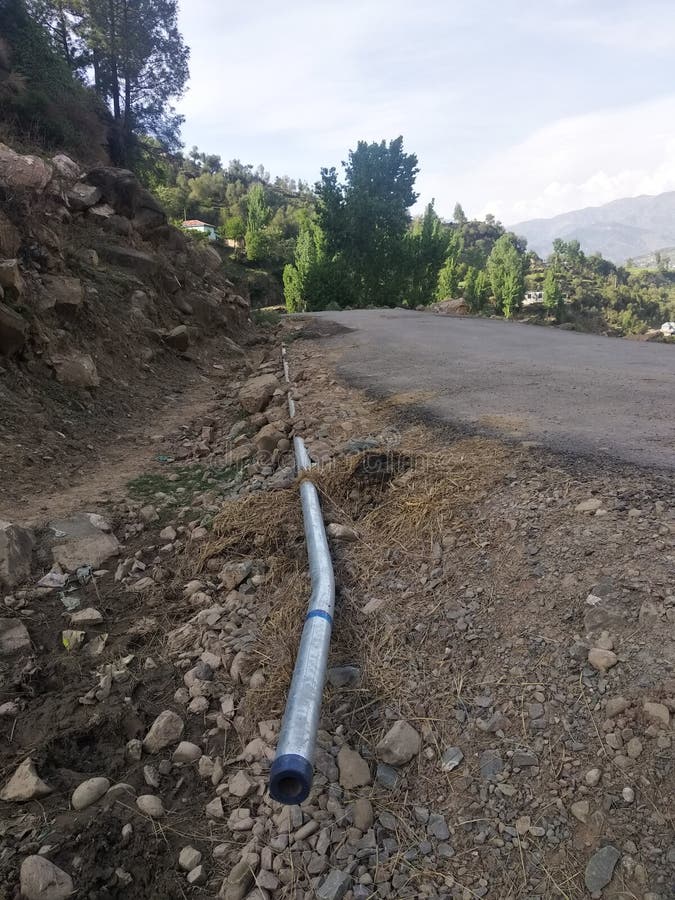 Water Pipe Line Along Road Side Stock Image - Image of road, alon ...