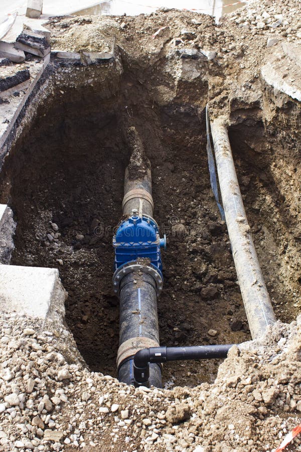 Water Pipe and Stopcock Valve Stock Photo - Image of buried, layers ...