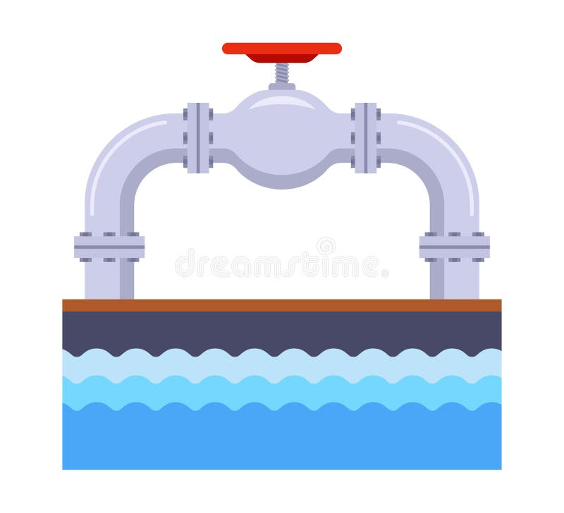 Water Pipe and Underground Water Sources. Stock Illustration ...