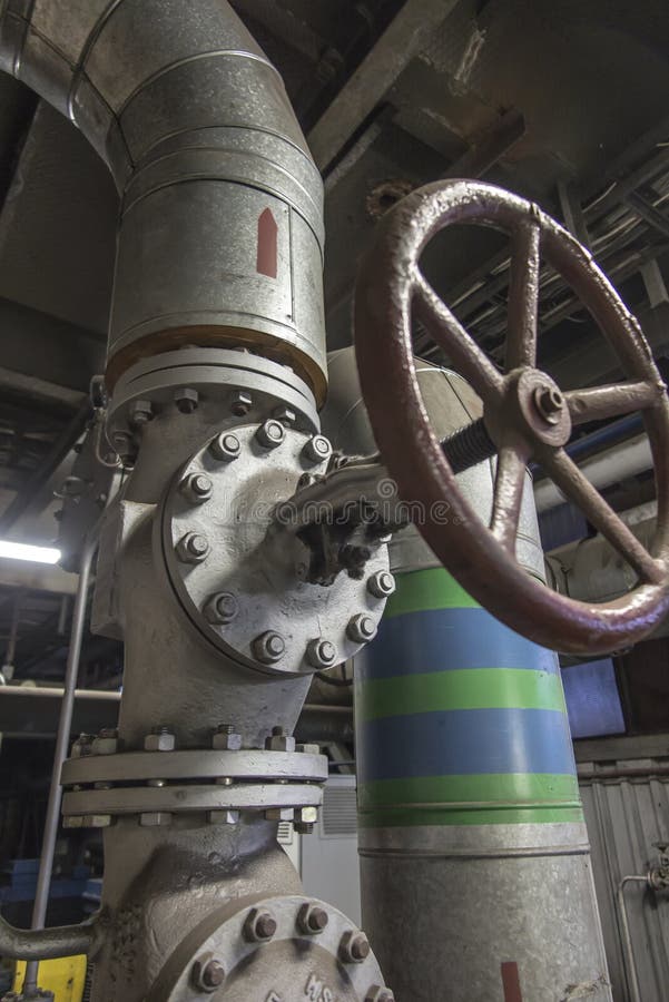 Water Pipeline with Large Valve Stock Image - Image of closed, heating ...