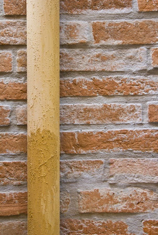 Water Pipes on a Brick Wall. Stock Photo - Image of city, cement: 28459578