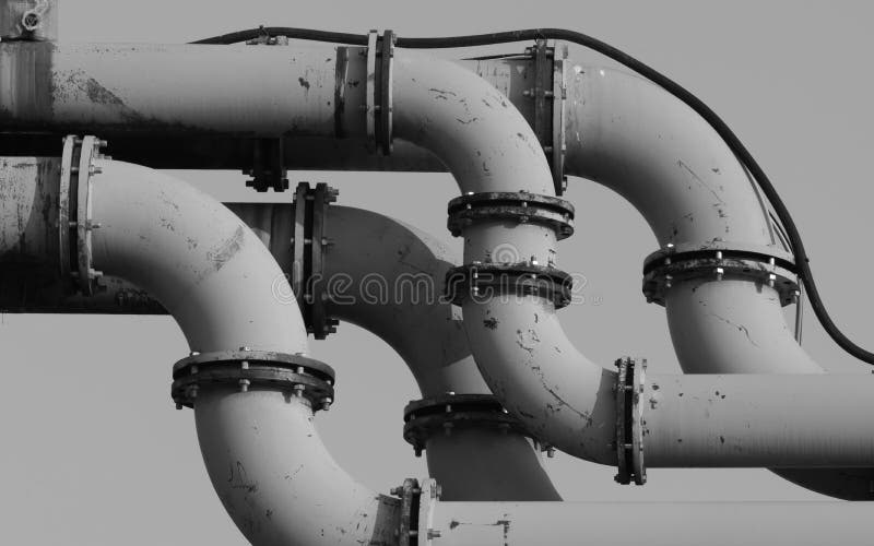 Two Water Pipes Overlap Under the Sky Stock Image - Image of iron ...