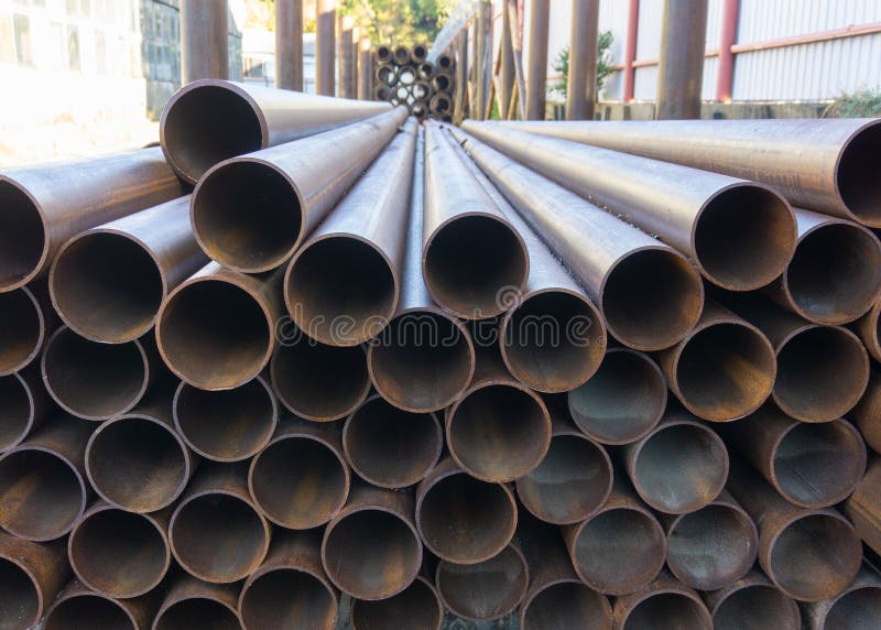 A Bunch of Large Metal Pipes Stock Image - Image of circle, repair ...