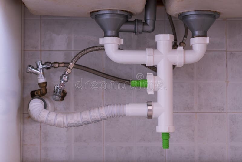 Kitchen pipes of pvc stock image. Image of water, stainless - 232298061