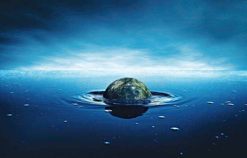 Water, Planet and Climate Change with the Earth in a Puddle As a Symbol ...