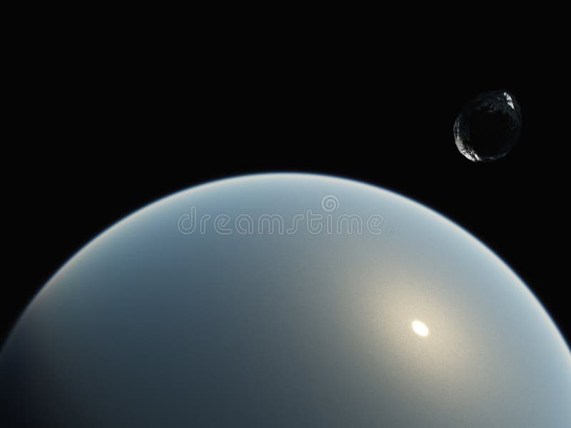 Water planet and ice moon stock illustration. Illustration of galaxy ...