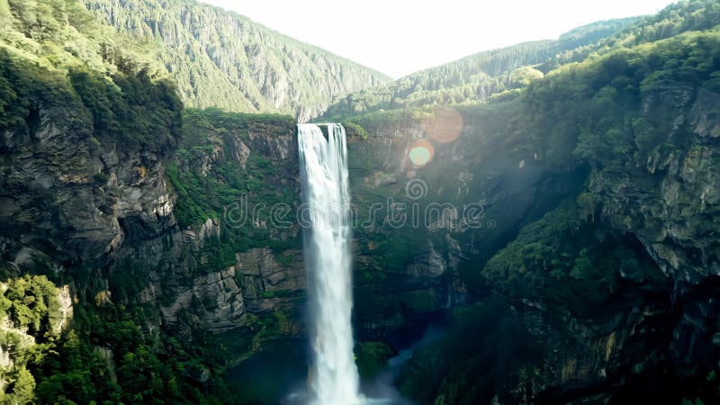 Tall Waterfall Cascades into Pool Surrounded by Lush Forest in the ...