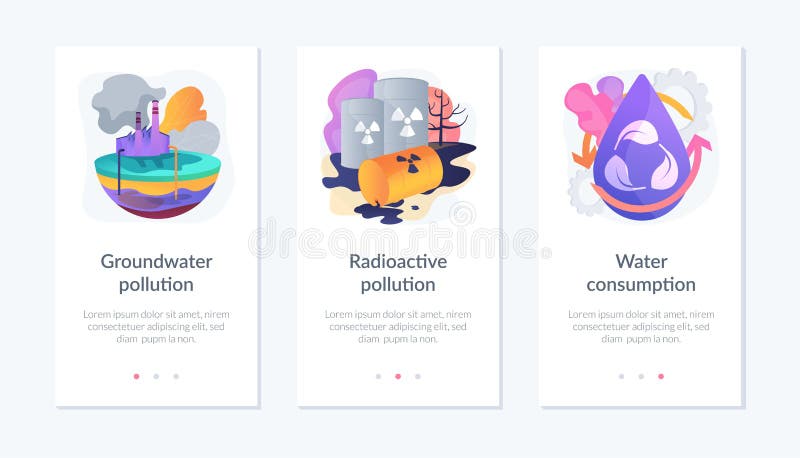 Water Pollution App Interface Template. Stock Vector - Illustration of ...