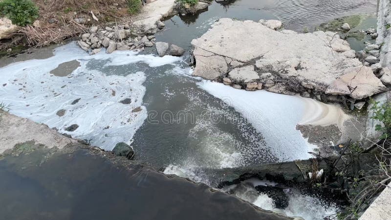 Water Pollution at Artificial River Stock Video - Video of outdoors ...