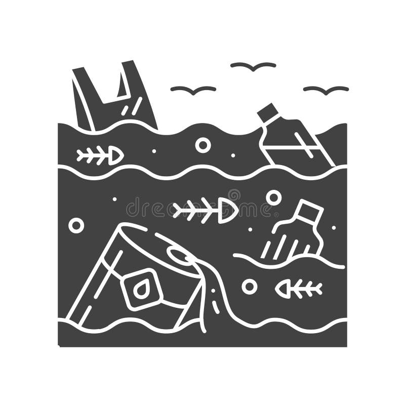 Water Pollution Black Glyph Icon. Environmental Problems. Sign for Web ...