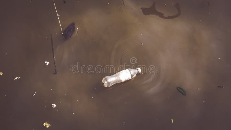 Water Pollution Caused by Dumping Plastic Waste Stock Illustration ...