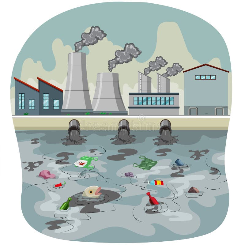 Water Pollution Concept Vector Illustration Stock Vector - Illustration ...