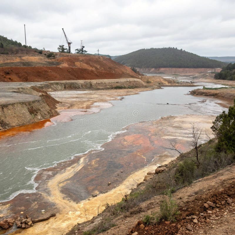 Water Pollution in Copper Mine Exploitation Stock Illustration ...