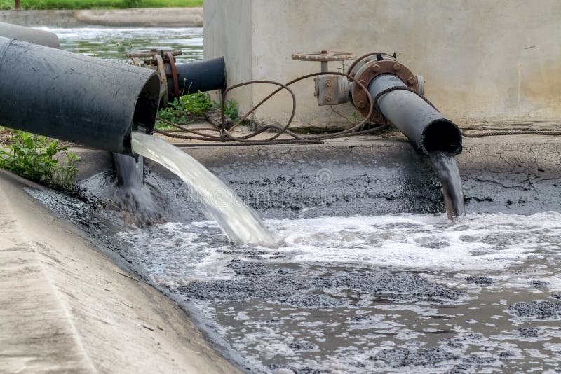 Wastewater Pipe. Water Pollution Discharge Of Liquid Chemical Waste ...