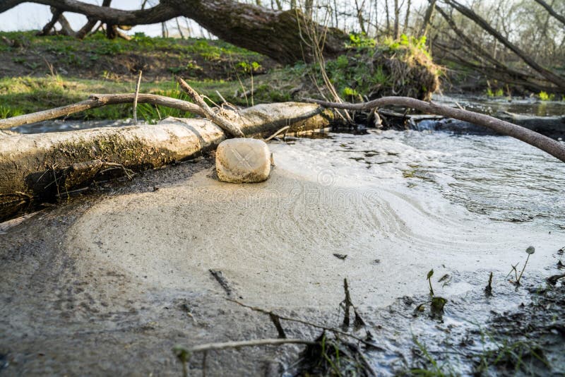 Water Pollution on River Surface. Water Pollution Problem. Garbage in ...