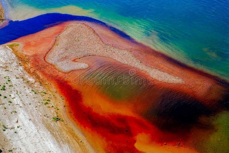 Water pollution on river stock image. Image of aerial - 111622791
