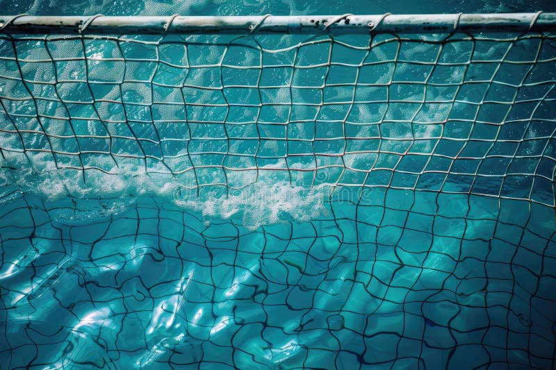 Water Polo Net Sitting within the Vibrant Blue Waters of a Pool Stock ...