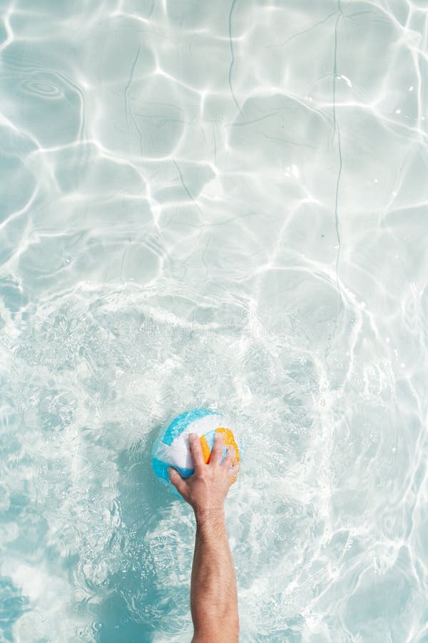 Water Polo Player with a Ball in a Blue Pool Water. Top View Stock ...