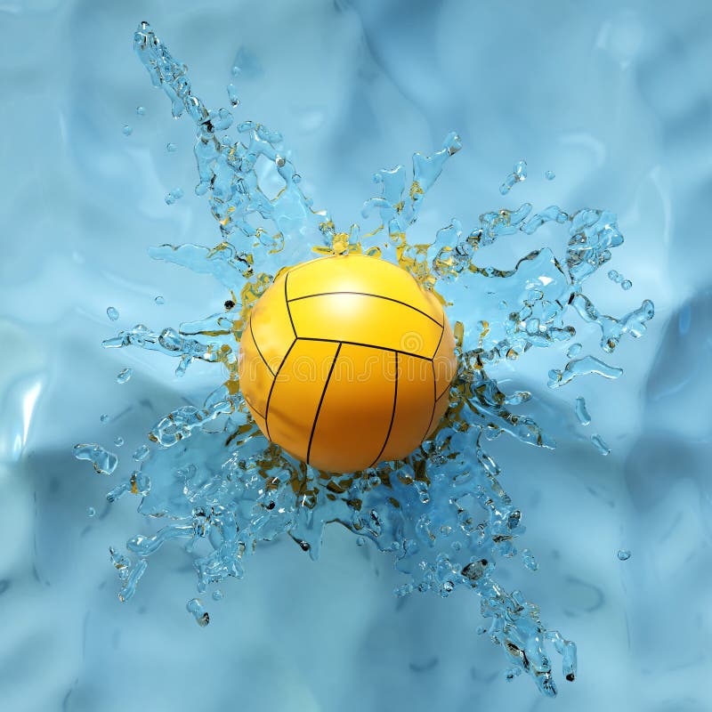 Water Polo with Splash on Blue Water Background Stock Image - Image of ...