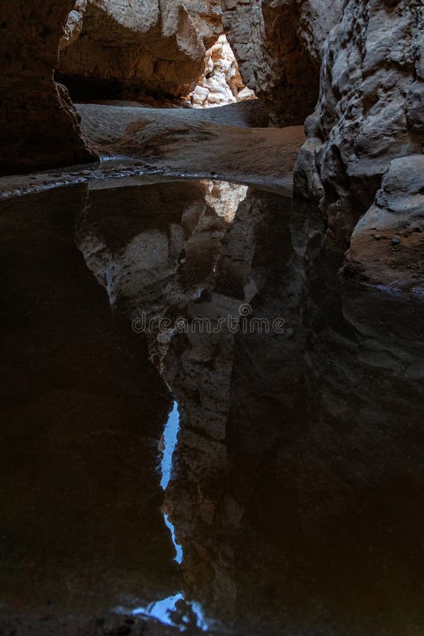 A Water Pond with Reflection in the Narrow Passage of Sesreim Gorge ...