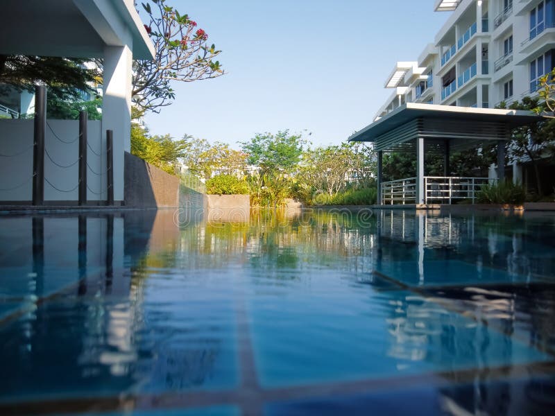 Water Pool in Courtyard in Apartment Complex of Condominium Editorial ...