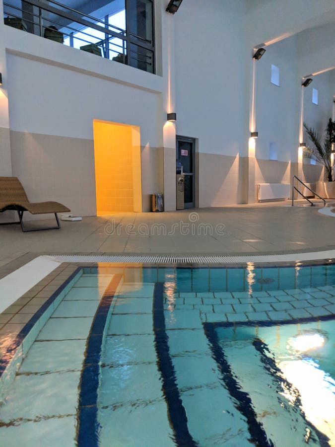 Water pool in luxury gym stock image. Image of interior - 177768349