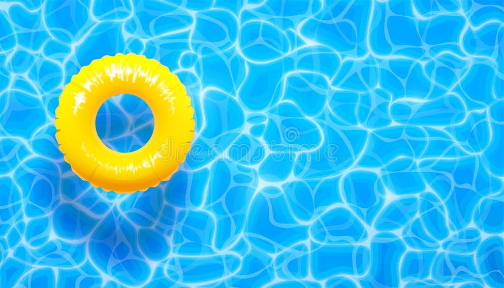 Water Pool Summer Background with Yellow Pool Float Ring. Summer Blue ...