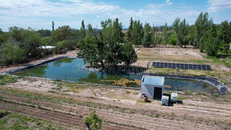 Water Pool, Together with Solar Pumping for Field Irrigation. Water ...