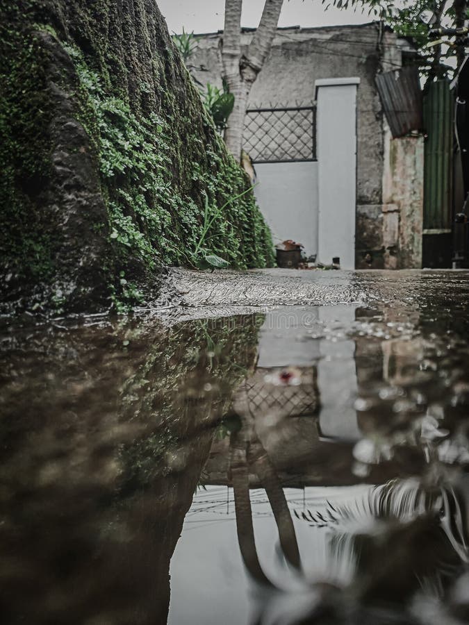 Water pooled on the floor stock photo. Image of winter - 262780782