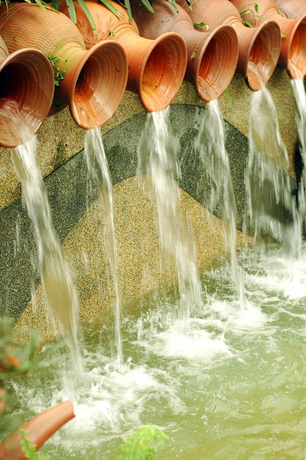 Water Pots Fountain stock photo. Image of stream, flowing - 6386172