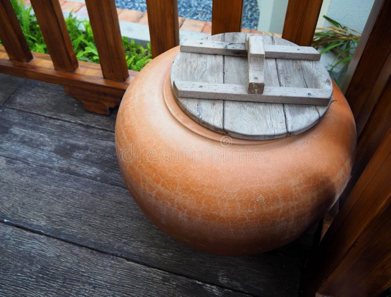 Water Jar is a Pottery. Can Be Decorated Garden Stock Photo - Image of ...