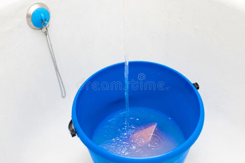Water is Poured into a Bucket with a Rag Stock Image - Image of drain ...