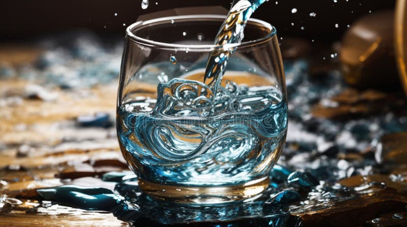 Water poured into a glass stock illustration. Illustration of iron ...