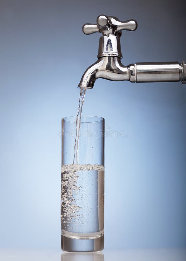 Water is Poured into a Glass from the Tap Stock Image - Image of ...