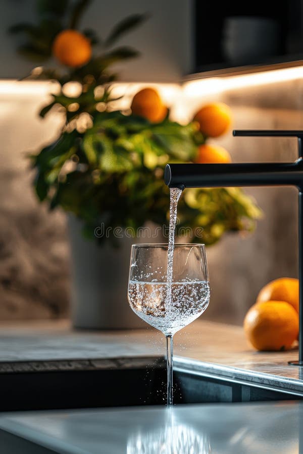 Water is Pouring into a Cup. Selective Focus Stock Photo - Image of ...
