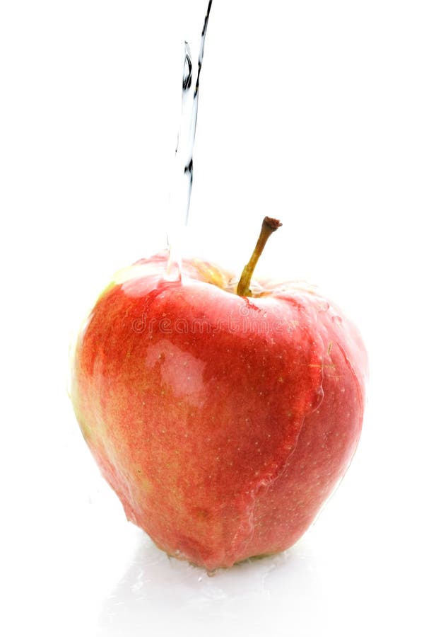 Water Pouring Off Red Apple. Stock Image - Image of freshness, fruit ...