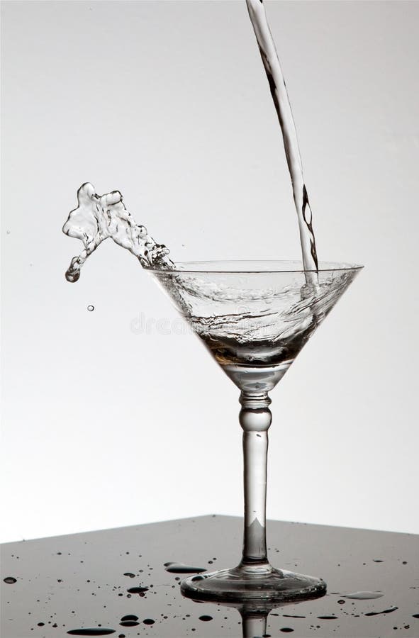 Water Pouring in Martini Glass Stock Image - Image of bartend, blend ...
