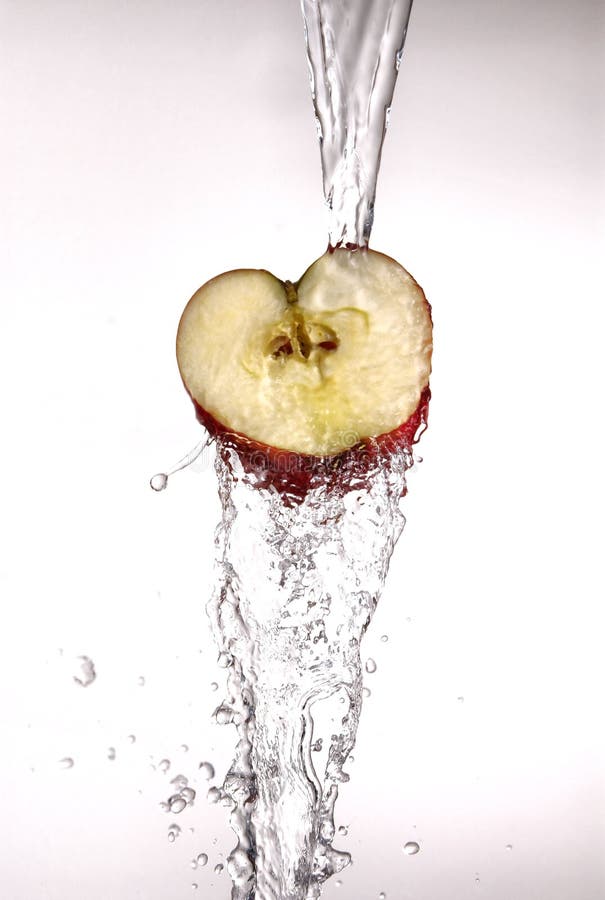Water Pouring Off Red Apple. Stock Photo - Image of splashing, beverage ...