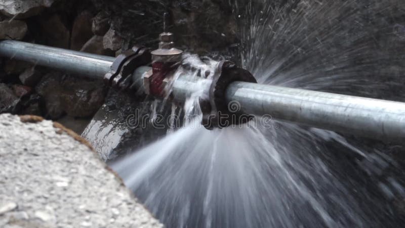 Water Pouring Out in Pressure Out of a Broken Pipe Union. Uttarakhand ...