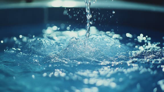 Water Pouring into a Pool Creating Bubbles and Waves Stock Illustration ...