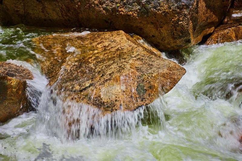 Water Pouring in River Over Outcropping of Rock Stock Image - Image of ...