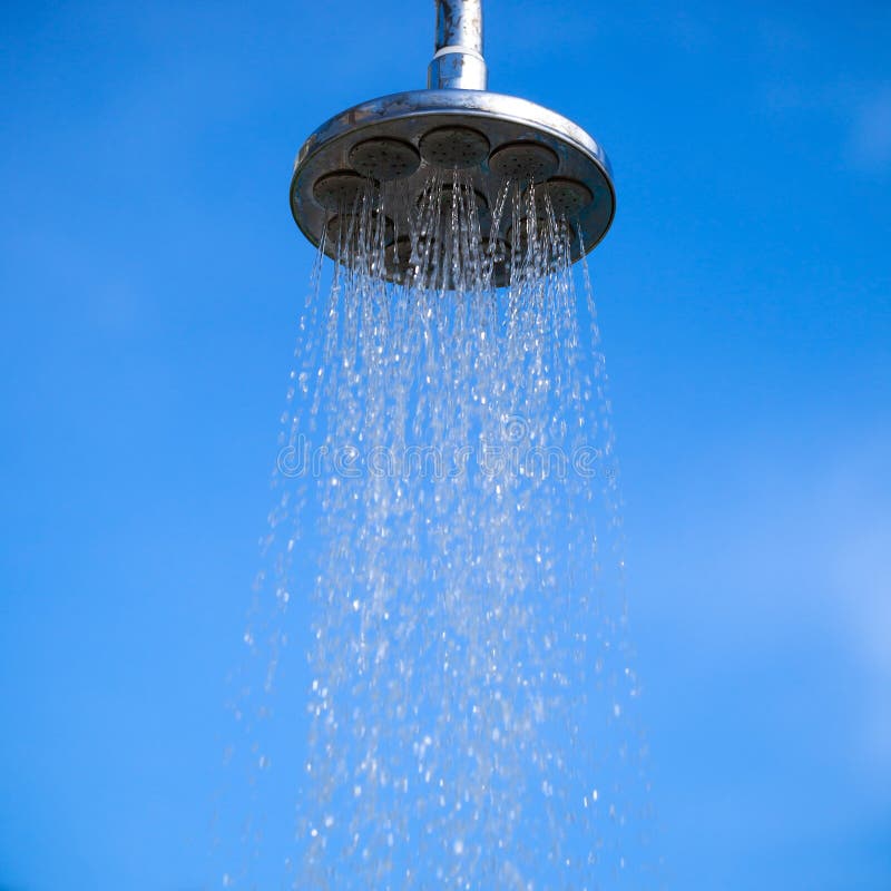 Water pouring from shower stock photo. Image of outdoors - 190352720