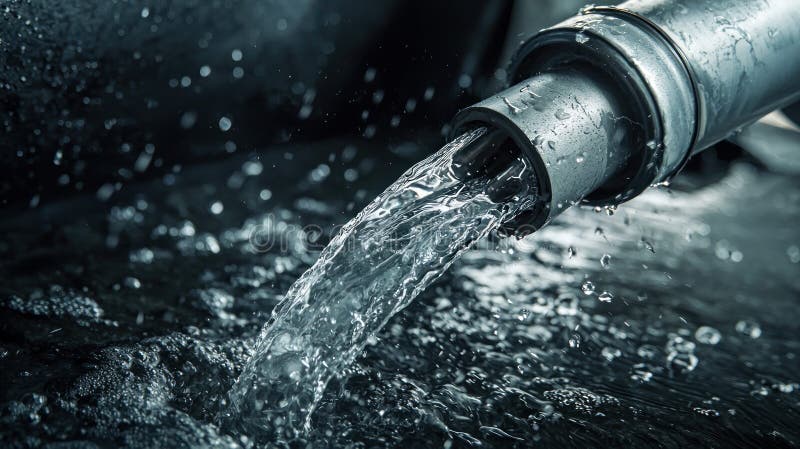 Water Gushes Out from a Metal Pipe with Force Creating a Captivating ...