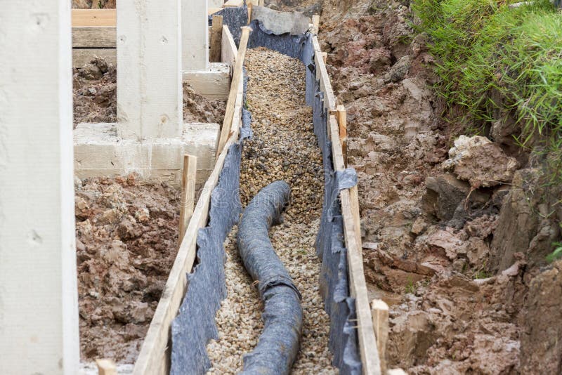 Water Protection - Drainage Stock Photo - Image of foundation, ditch ...