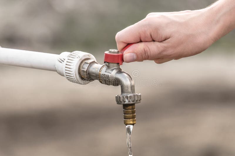 Water Protection. Hand Cut Off the Water Stock Image - Image of ...